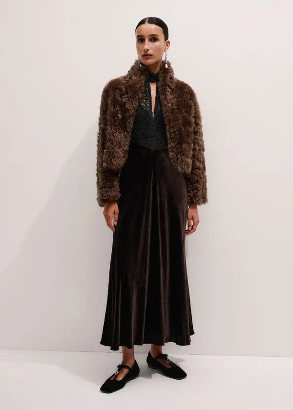 ME+EM Silk Blend Velvet Maxi Dress With Lace Panels