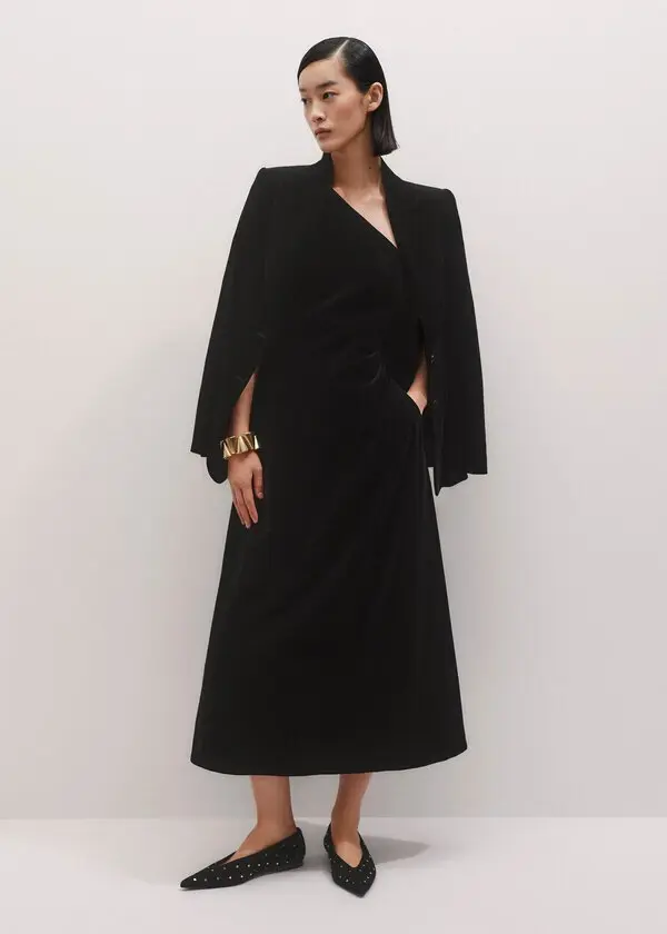 ME+EM Fit And Flare Velvet Maxi Dress With Bow