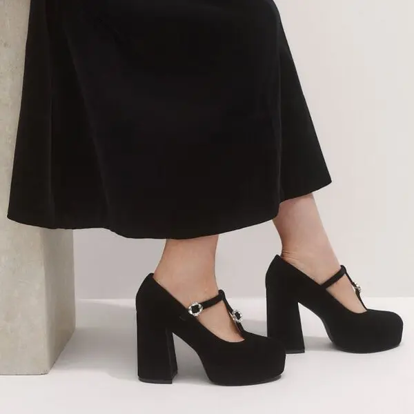 ME+EM Fit And Flare Velvet Maxi Dress With Bow