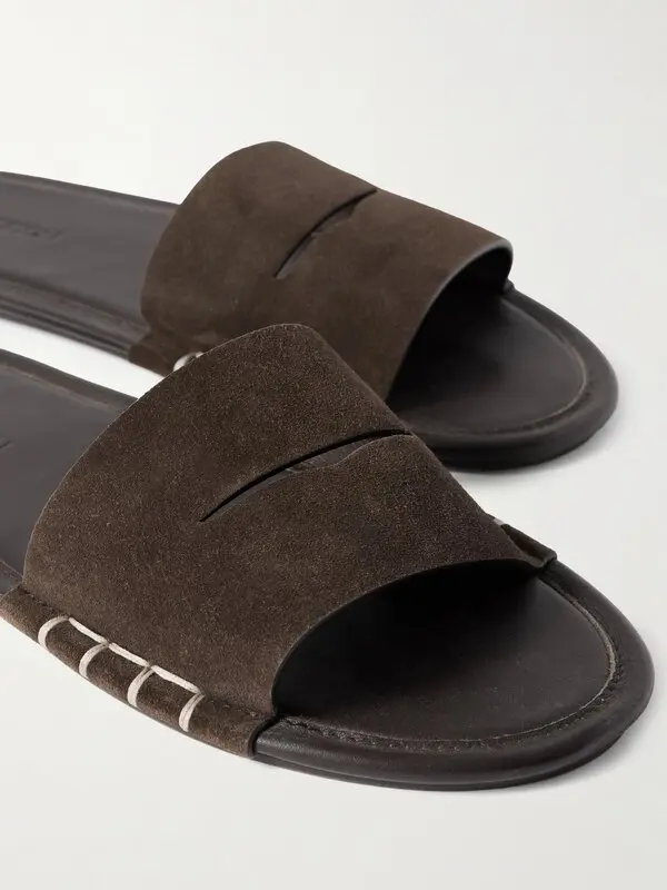 JW Anderson Loafer Suede Slides - Brown