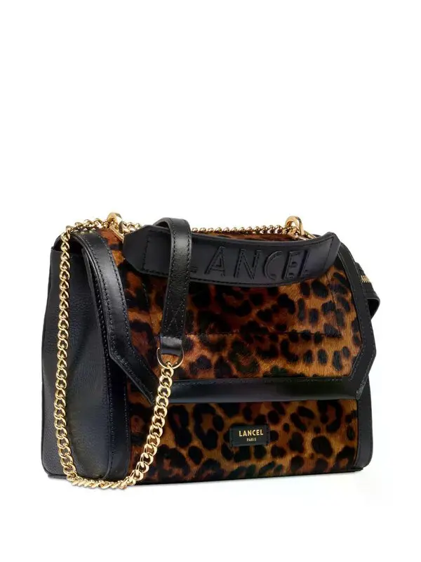 LANCEL Ninon Leopard-print Flap Bag - Black