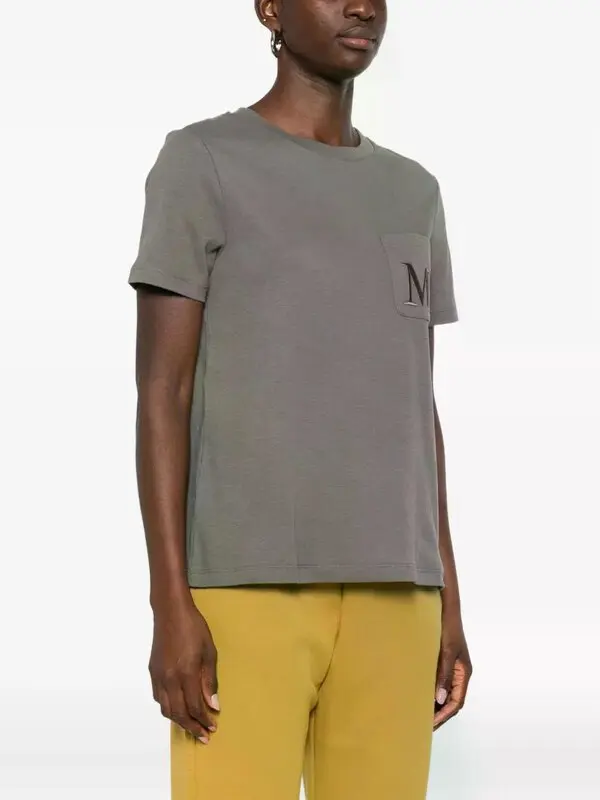 Max Mara Logo-embroidered T-shirt - Grey