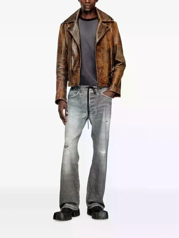 DIESEL® L-eon Distressed Leather Biker Jacket