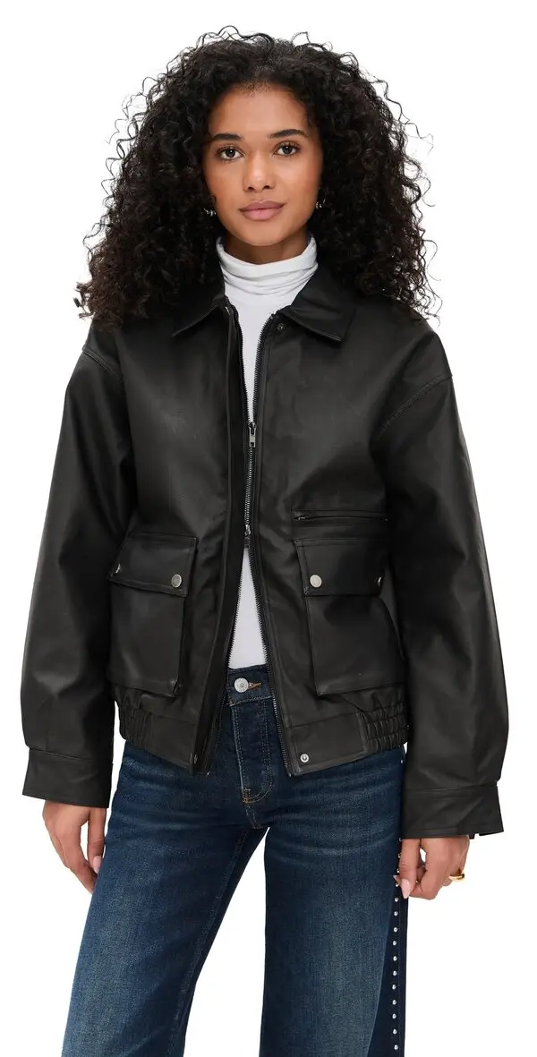 BAILEY ROSE Utility Faux Leather Coat