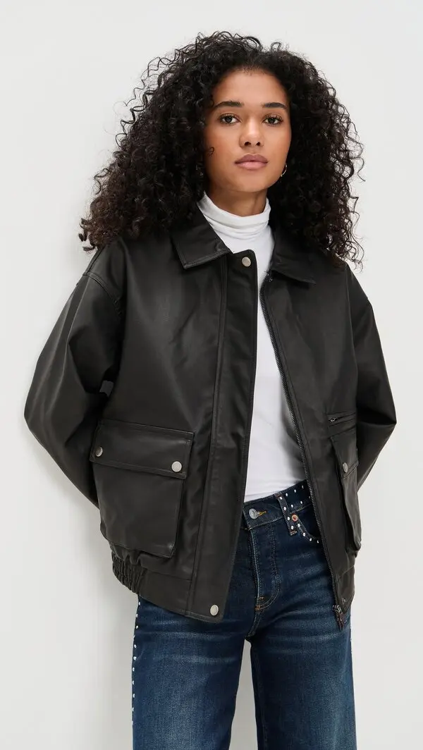 BAILEY ROSE Utility Faux Leather Coat