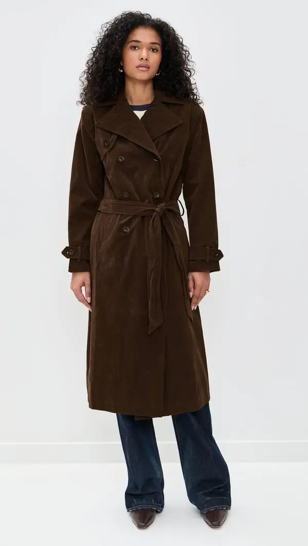 BAILEY ROSE Faux Suede Trench Coat