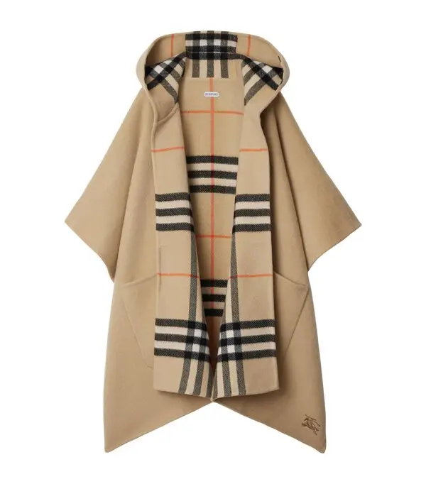 Burberry Cashmere Reversible Hooded Cape - Beige