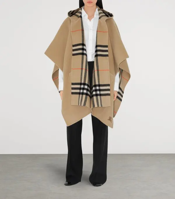 Burberry Cashmere Reversible Hooded Cape - Beige