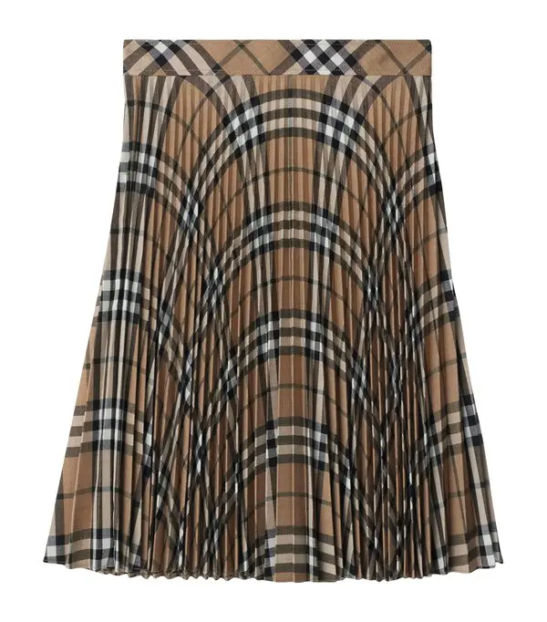 Burberry Checked Pleated Mini Skirt - Beige