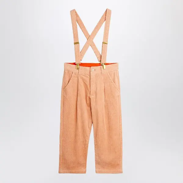 MINI RODINI Corduroy Trousers With Suspenders - Pink