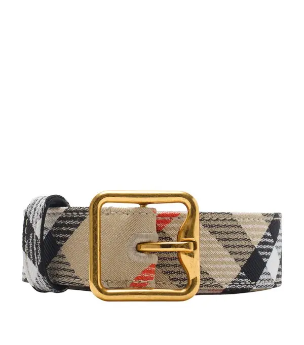 Burberry Check B Buckle Belt - Beige