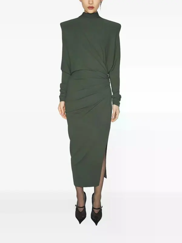 MUGLER Padded-shoulder Midi Dress