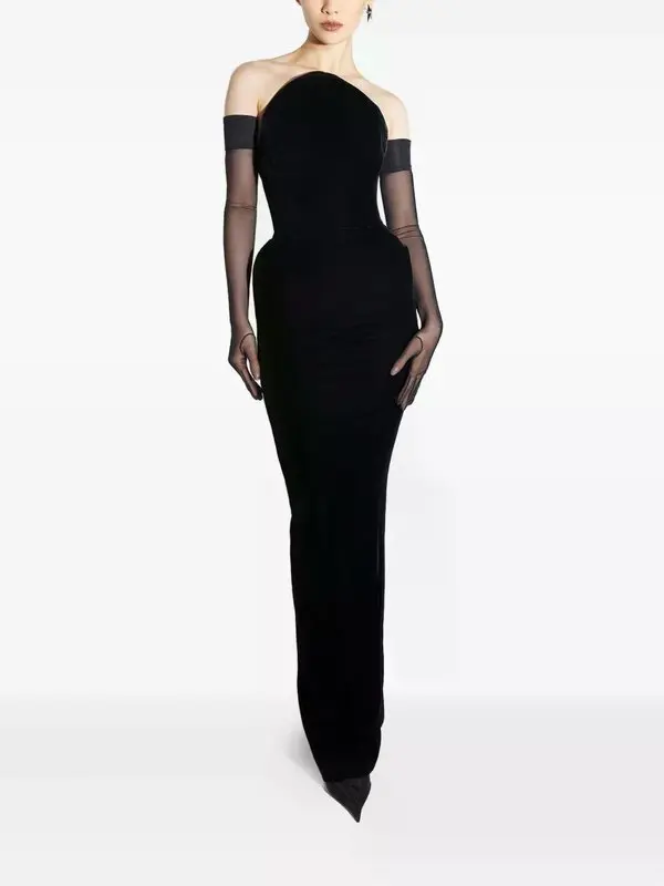 MUGLER Off-shoulder Maxi Dress