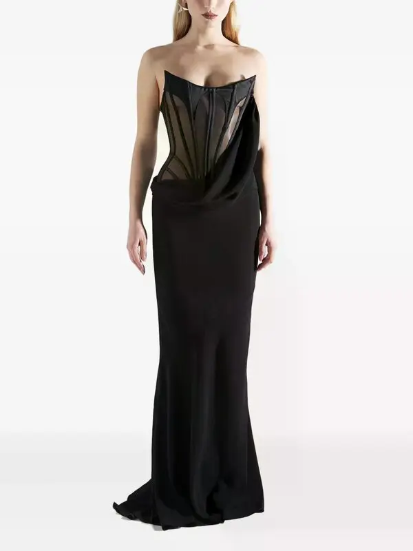 MUGLER Corset Draped Maxi Dress