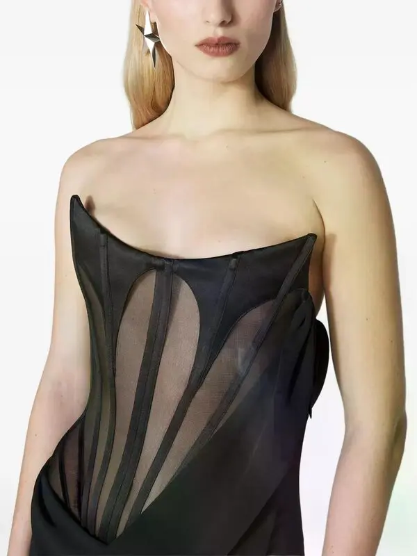 MUGLER Corset Draped Maxi Dress