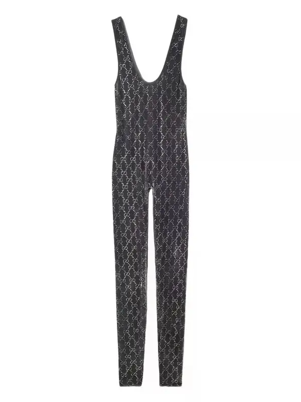 Gucci Gg Crystal Embroidery Jumpsuit - Grey