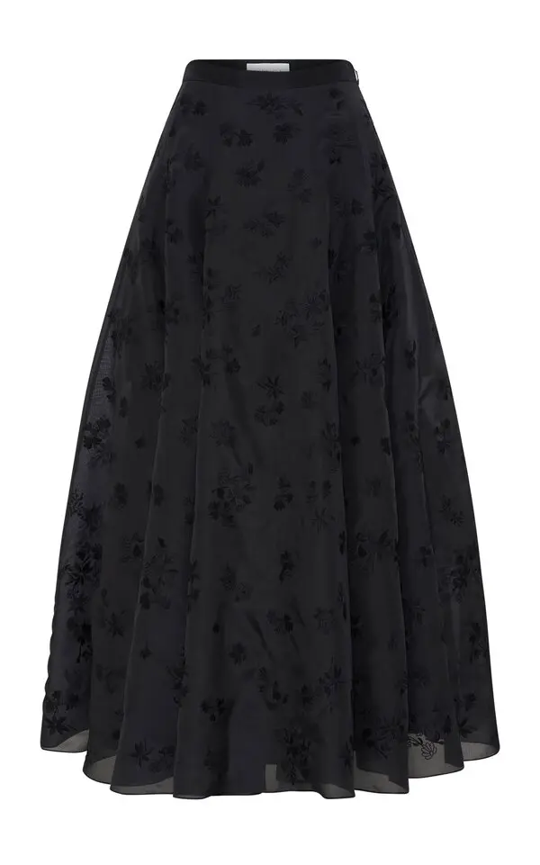 Gabriela Hearst Sonya Floral Silk Maxi Skirt - Black