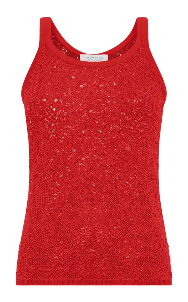 Gabriela Hearst Cyrinne Wool-lace Tank Top - Red