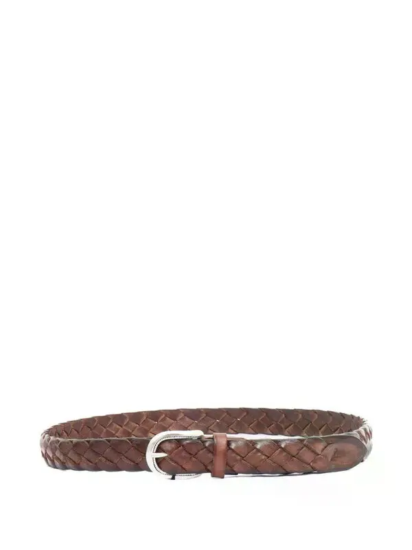 ALBERTO LUTI Woven Leather Belt - Brown