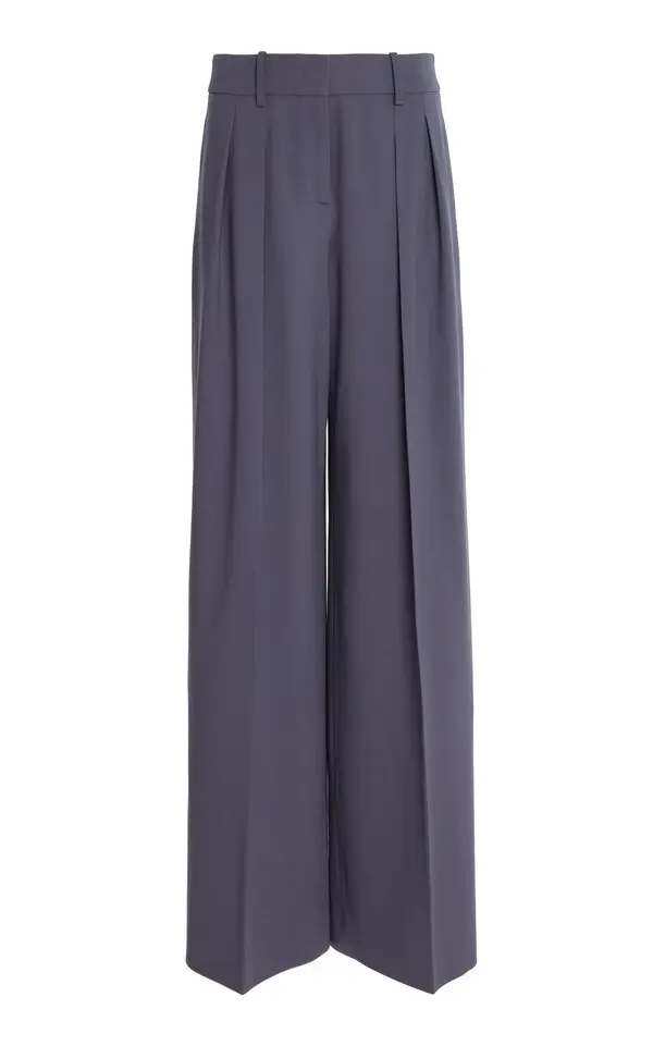 Michael Kors Pleated Stretch-wool Wide-leg Pants