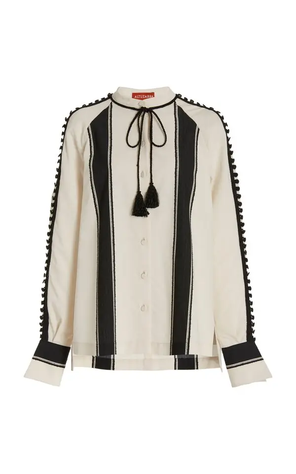 Altuzarra Irini Tasseled Button-up Top - Stripe