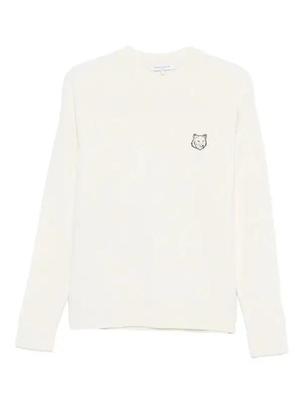 Maison Kitsuné Fox Head Wool Ribbed Jumper - Beige