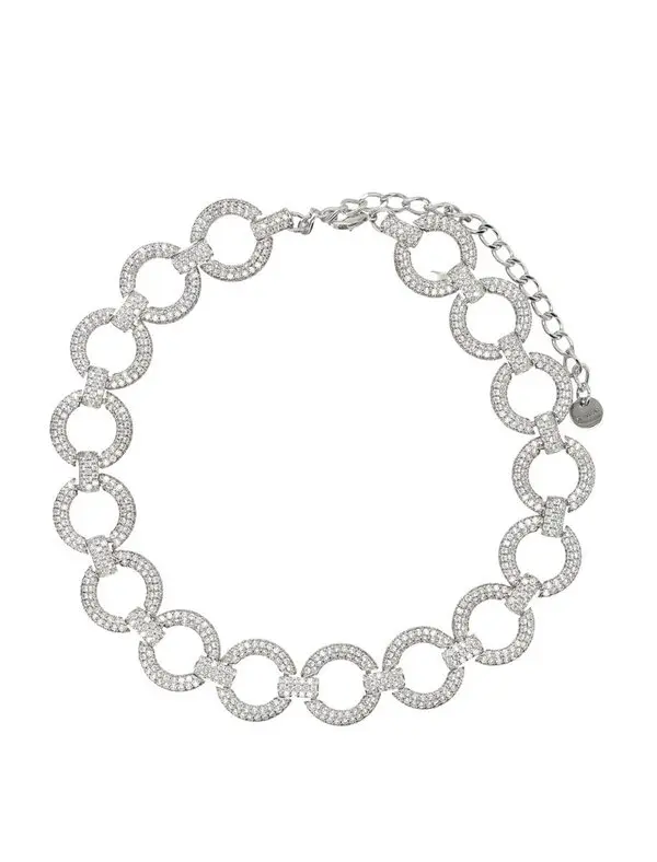 SELF-PORTRAIT Crystal Link Choker Necklace - Silver