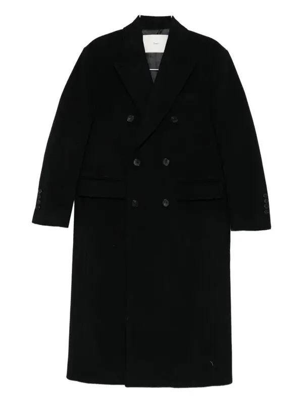 DUNST Wool Double-breasted Coat - Black