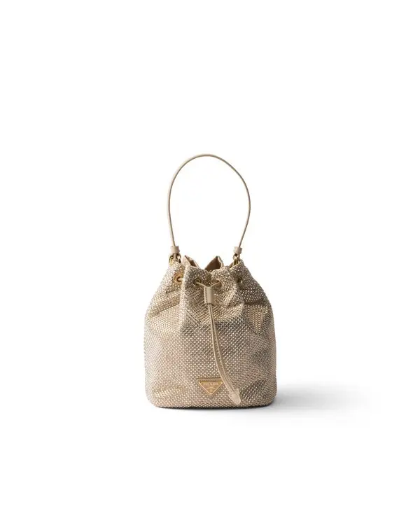 Prada Mini Crystal-studded Satin Bag - Neutral