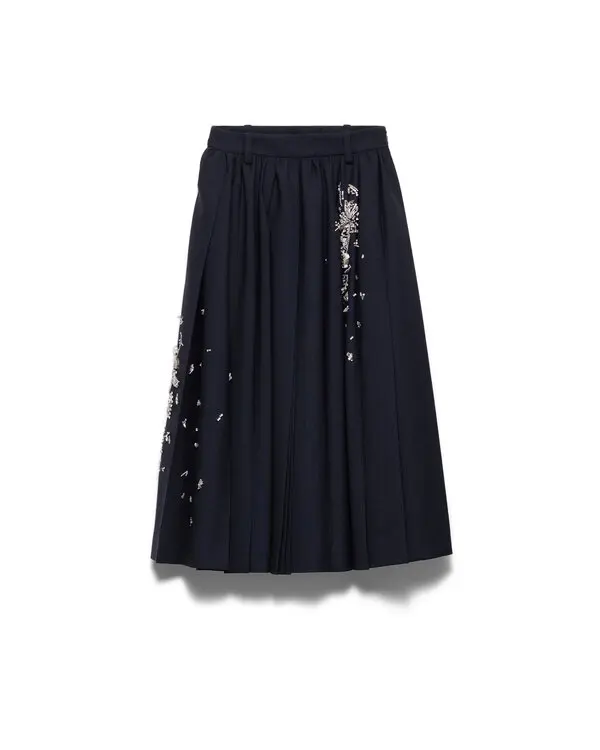 Prada Embroidered Midi-skirt - Blue