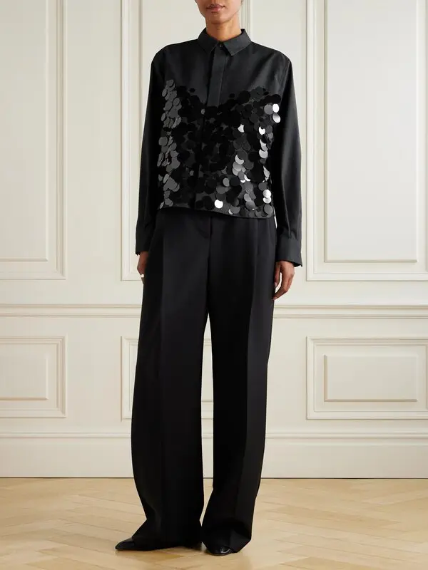 Sacai Sequin-embellished Wool Shirt