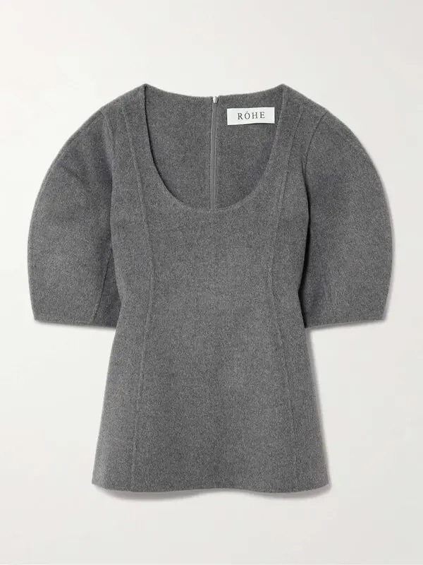 RÓHE Brushed Wool And Cashmere-blend Felt Top - Dark Gray