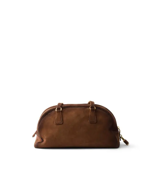 Prada Bowling Medium Suede Bag - Brown
