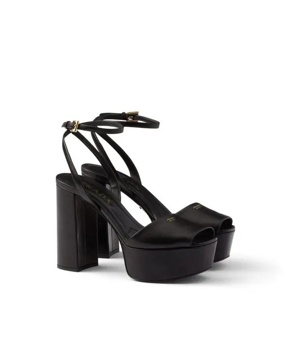 Prada Nappa Leather Platform Sandals - Black