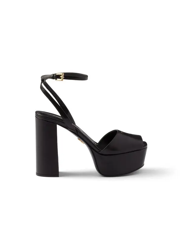 Prada Nappa Leather Platform Sandals - Black