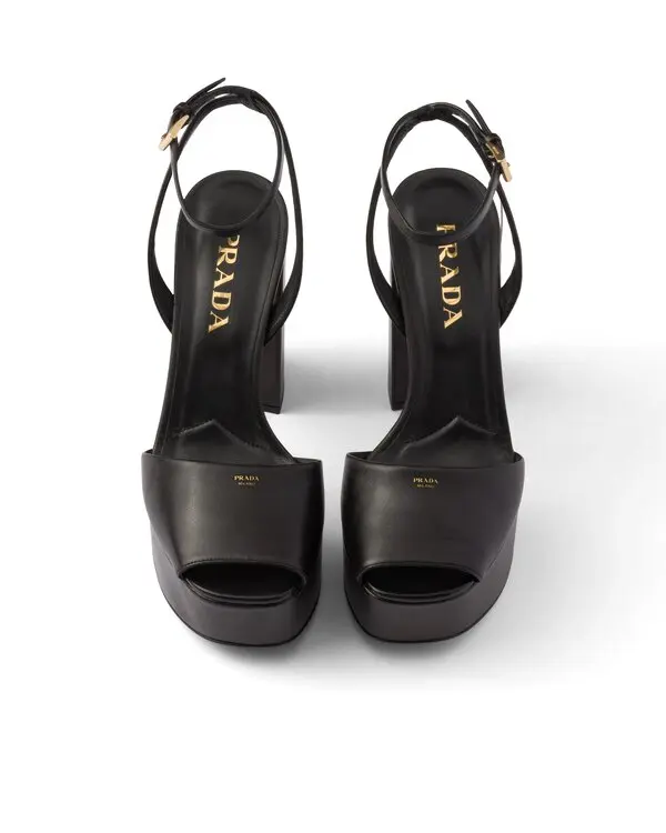 Prada Nappa Leather Platform Sandals - Black