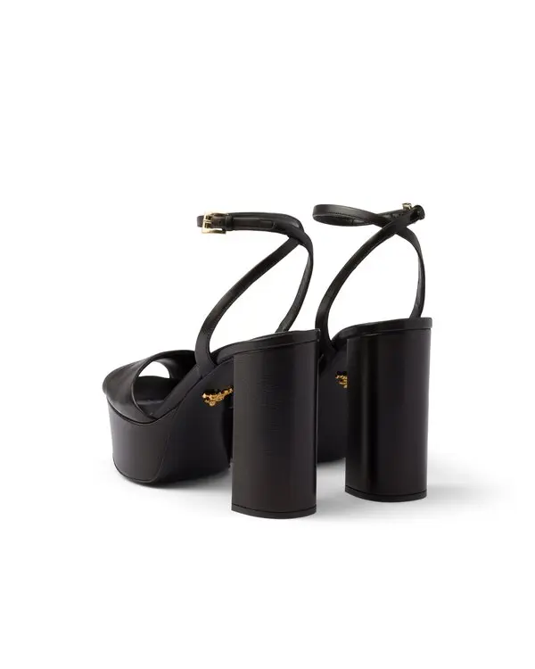 Prada Nappa Leather Platform Sandals - Black