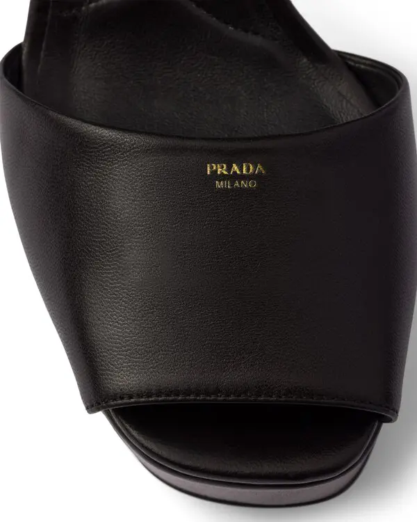Prada Nappa Leather Platform Sandals - Black