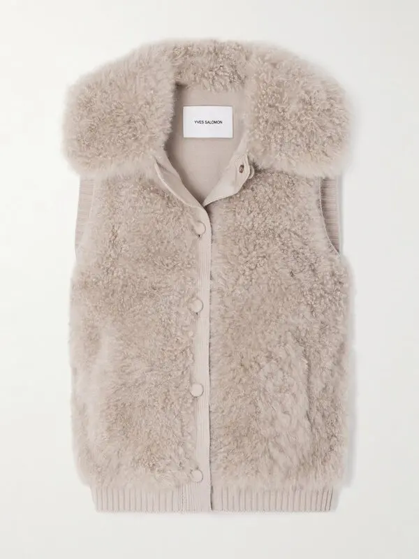 YVES SALOMON Wool-trimmed Shearling Gilet - Cream