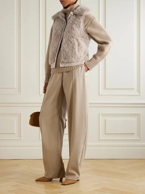 YVES SALOMON Wool-trimmed Shearling Gilet - Neutrals