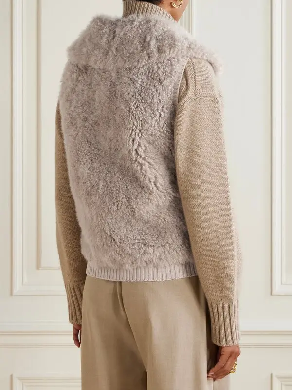 YVES SALOMON Wool-trimmed Shearling Gilet - Neutrals