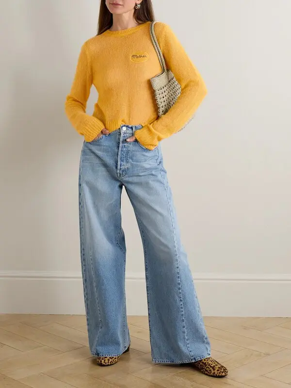 MOTHER The Pipe Dream Button Sneak High-rise Wide-leg Jeans