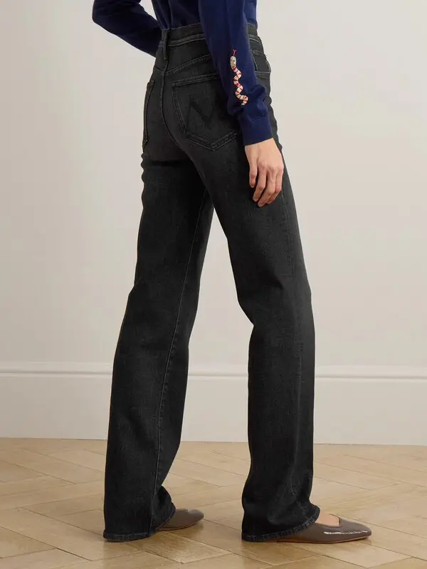 MOTHER The Rambler Zip Heel High-rise Straight-leg Jeans - Black