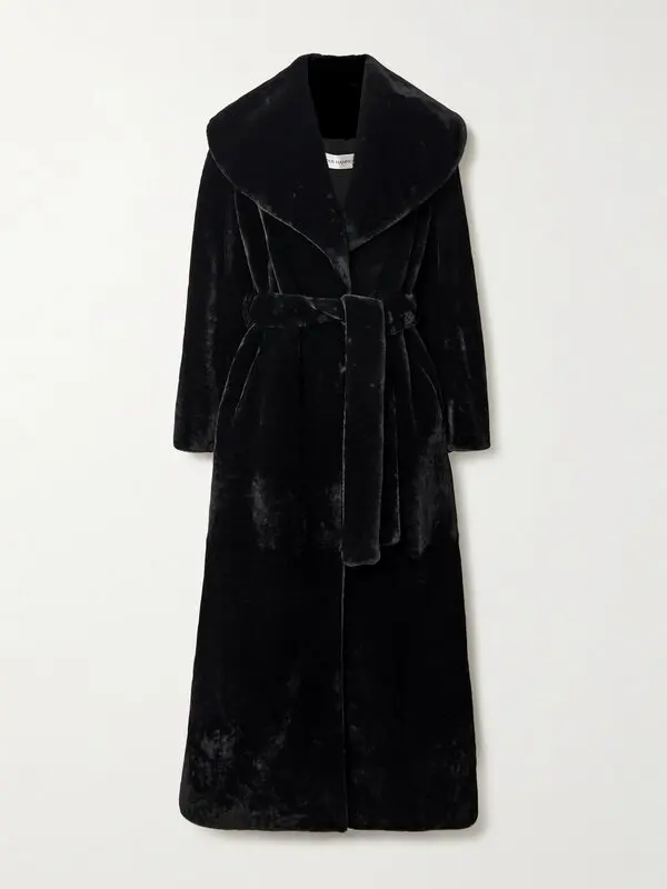 Nour Hammour Giovanna Belted Shearling Coat