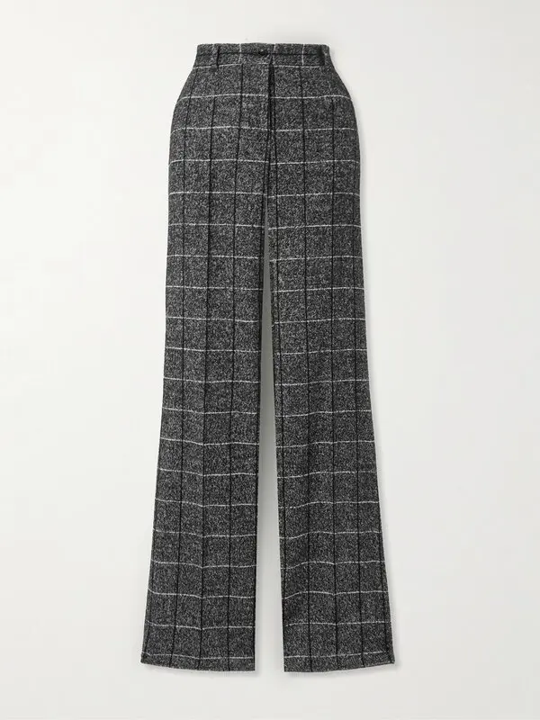 Dolce & Gabbana Checked Wool-blend Wide-leg Pants