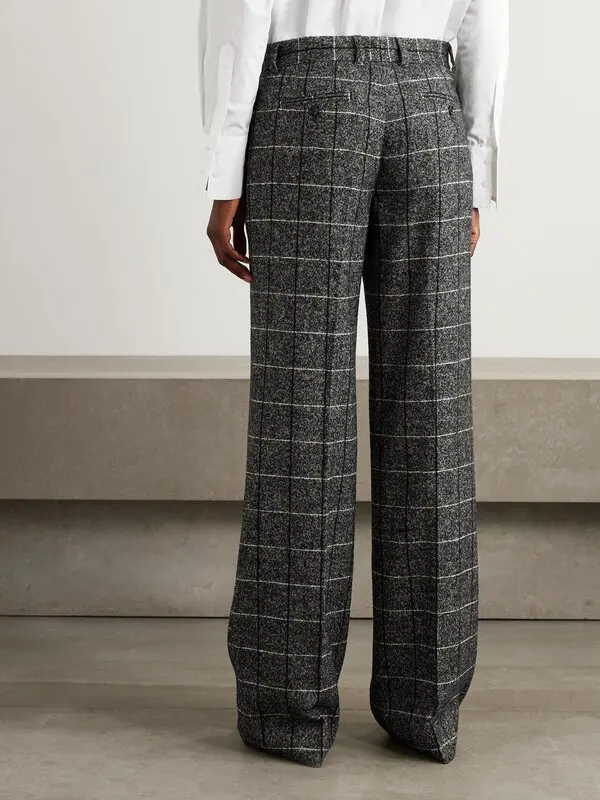 Dolce & Gabbana Checked Wool-blend Wide-leg Pants