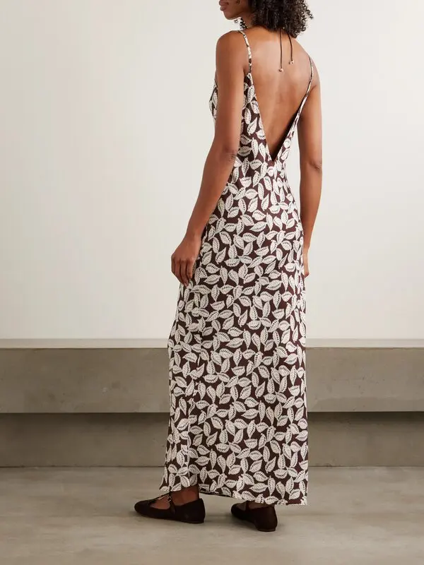 BODE Paper Birch Printed Twill Maxi Dress - Brown