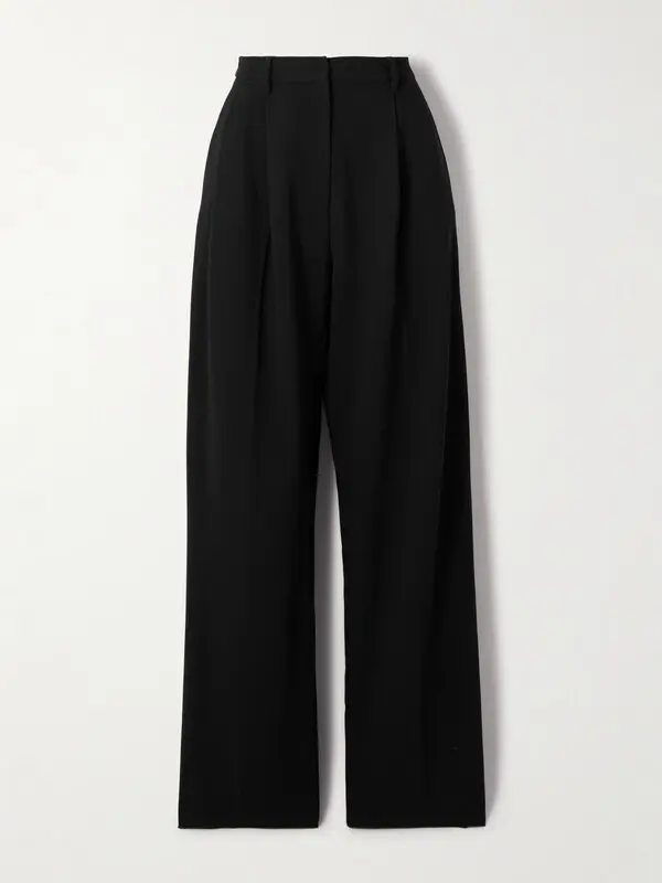 Carolina Herrera Pleated Wool-blend Wide-leg Trousers