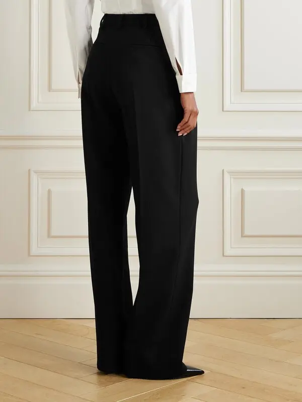 Carolina Herrera Pleated Wool-blend Wide-leg Trousers