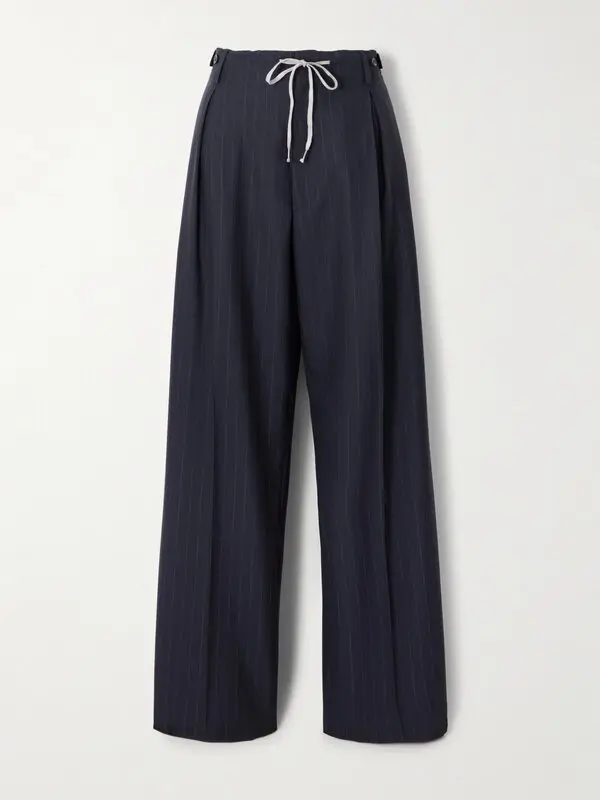 MAISON MARGIELA Pleated Pinstriped Wide-leg Pants